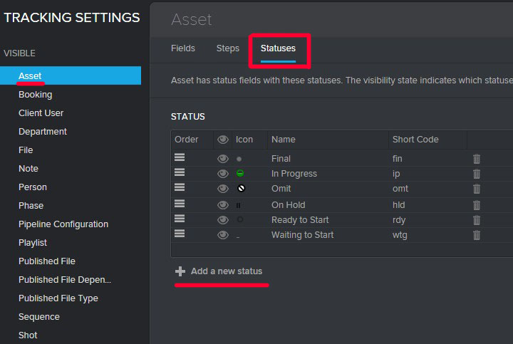 オリジナルのステータスを登録する | Flow Production Tracking（旧ShotGrid） | Autodesk ...
